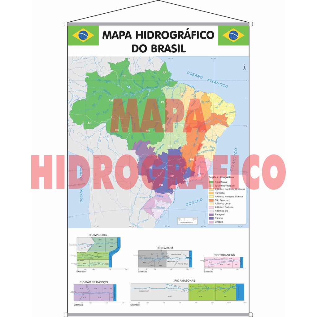 Banner mapa hidrográfico do Brasil pedagógico didático | Shopee Brasil
