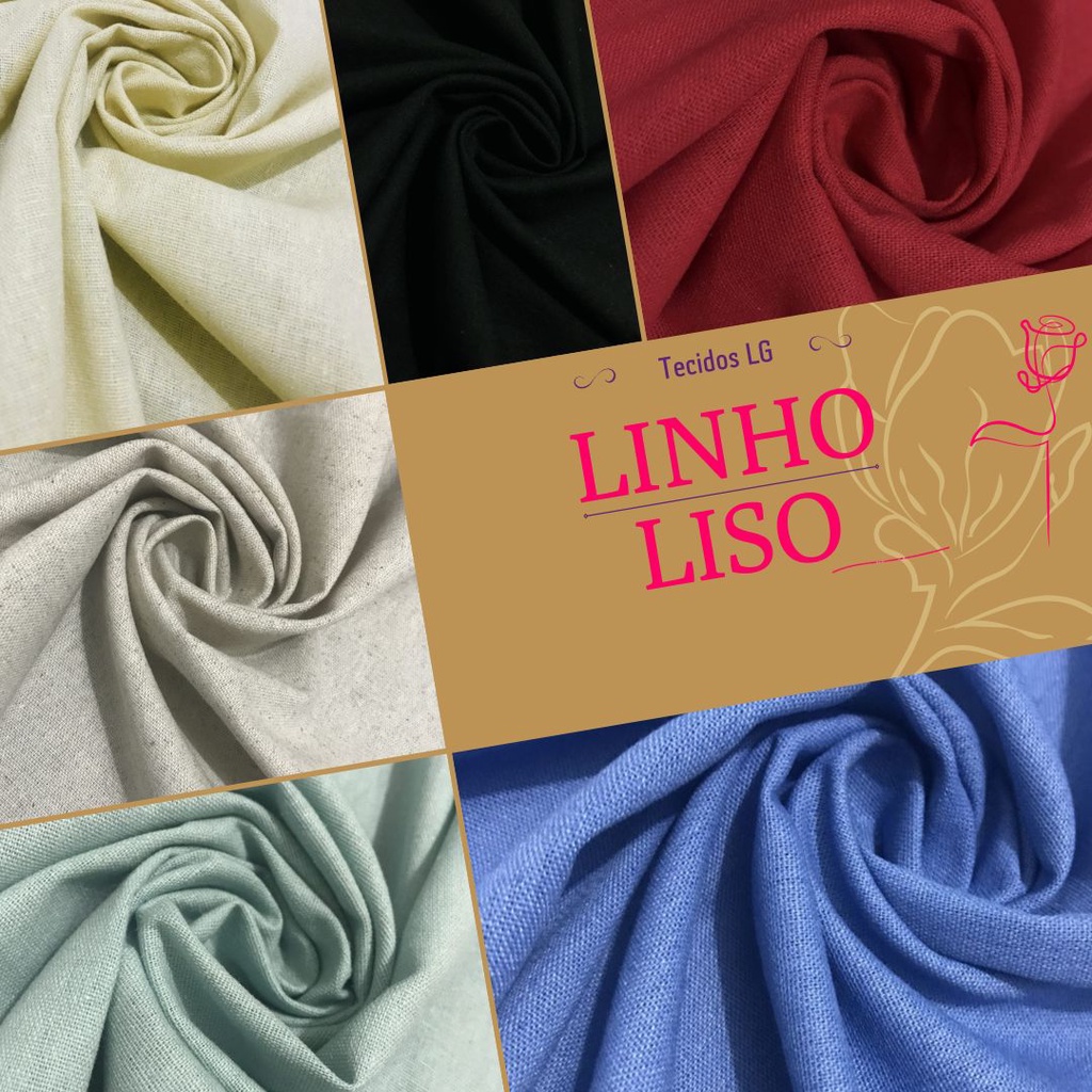 Tecido Linho liso (1m x 1,40m) 55% Linho 45% Viscose | Shopee Brasil