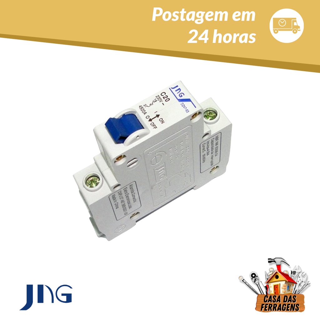 Disjuntor Monopolar Unipolar Din JNG Curva C 6A até 63A | Shopee Brasil