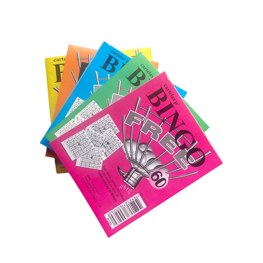 Cartela de Bingo - 1 bloco colorido com 100fls 8x10cm. | Shopee Brasil