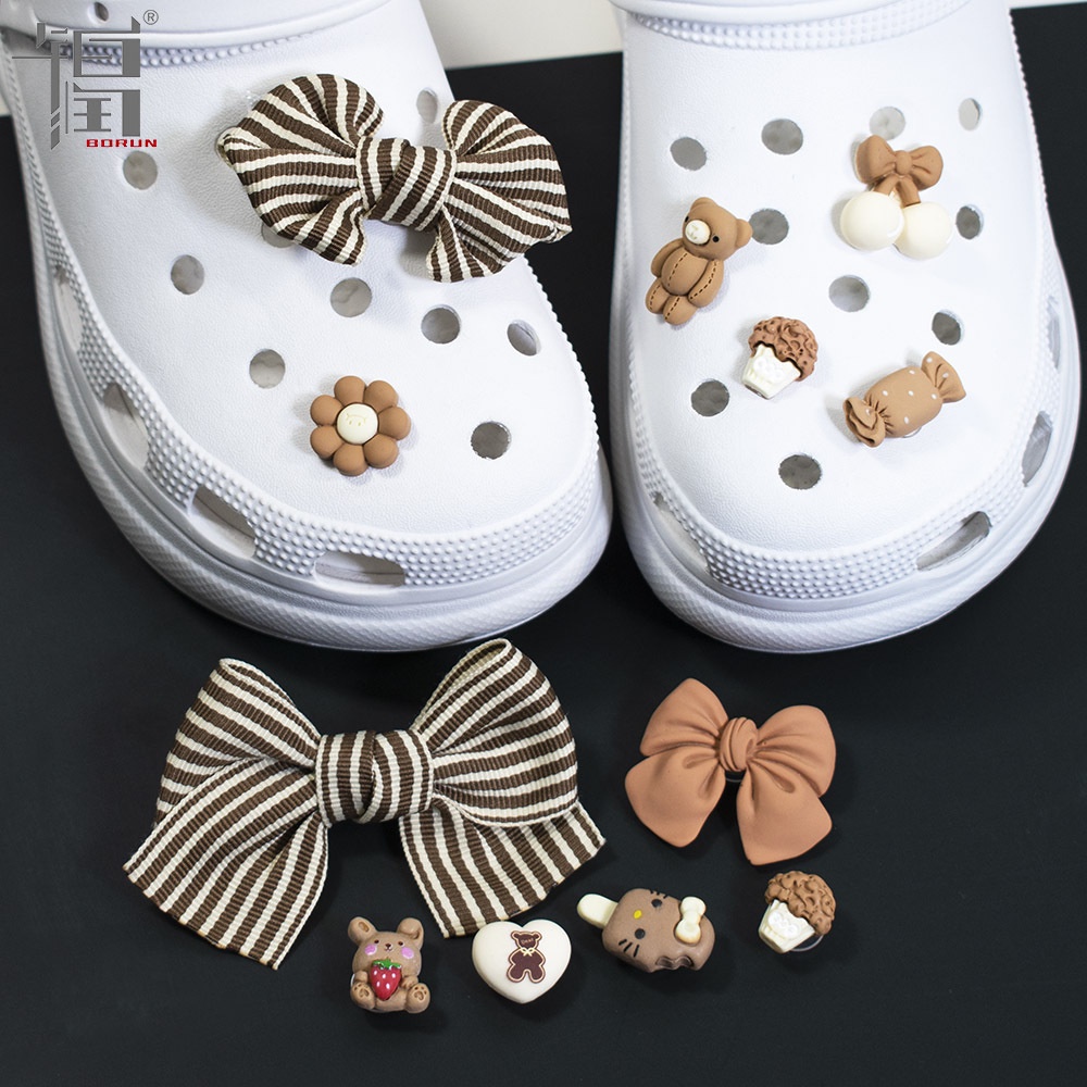Jibz Para Croc Pink Bow Set DIY Shoes Charm Button | Shopee Brasil
