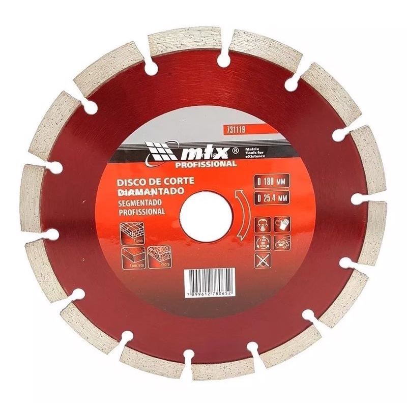 Kit c/ 5 Discos De Corte Diamantado Segmentado De 180 X 25,4 MM, Corte ...
