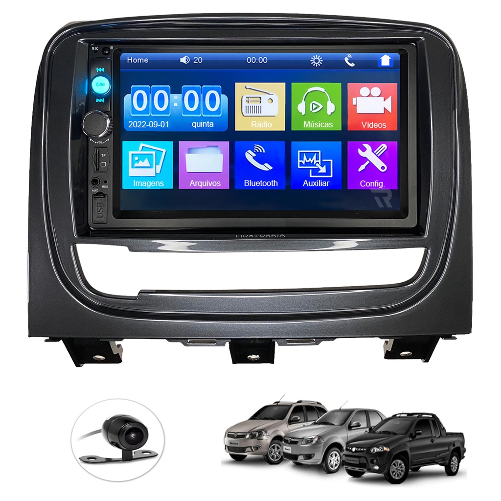 Kit Central Multimidia DVD 2 Din Mp5 Fiat Palio Siena Strada Weekend Adventure 2013 a 2019 ...