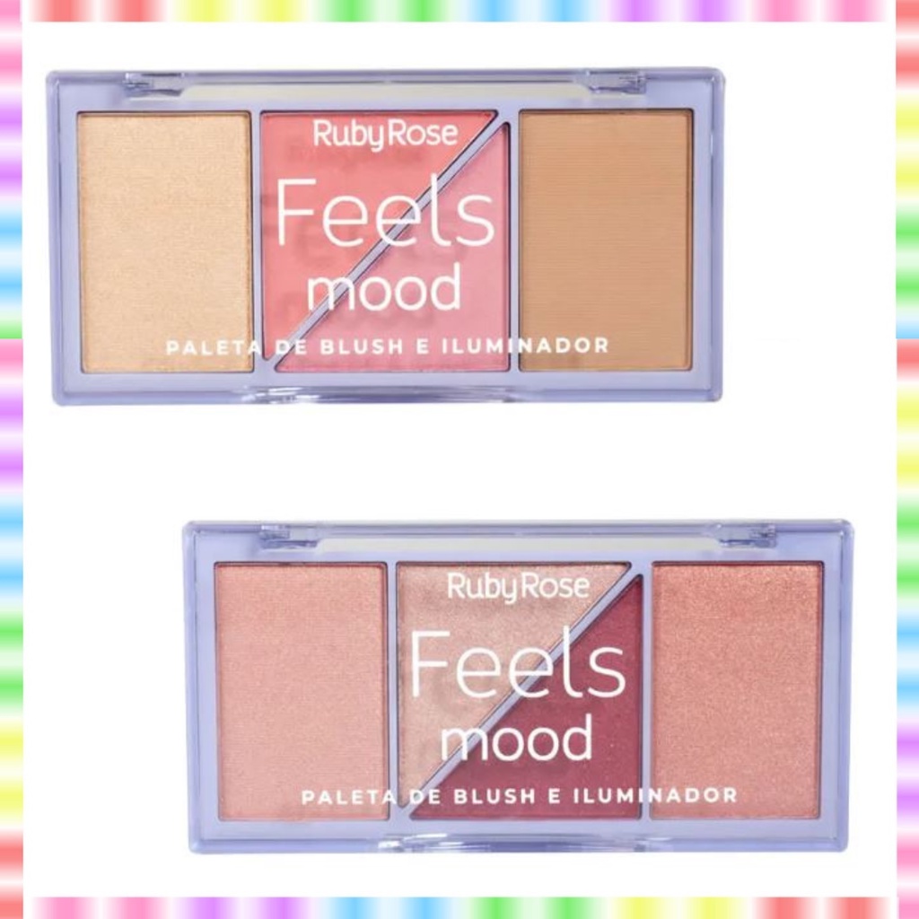 PALETA DE BLUSH E ILUMINADOR FEELS MOOD - RUBY ROSE | Shopee Brasil