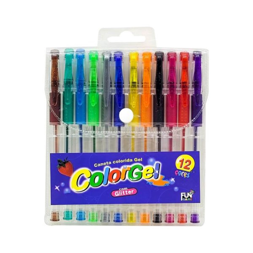 Kit Com 12 Canetas Coloridas Gel com Glitter e Cheiro de Fruta - Fun ...