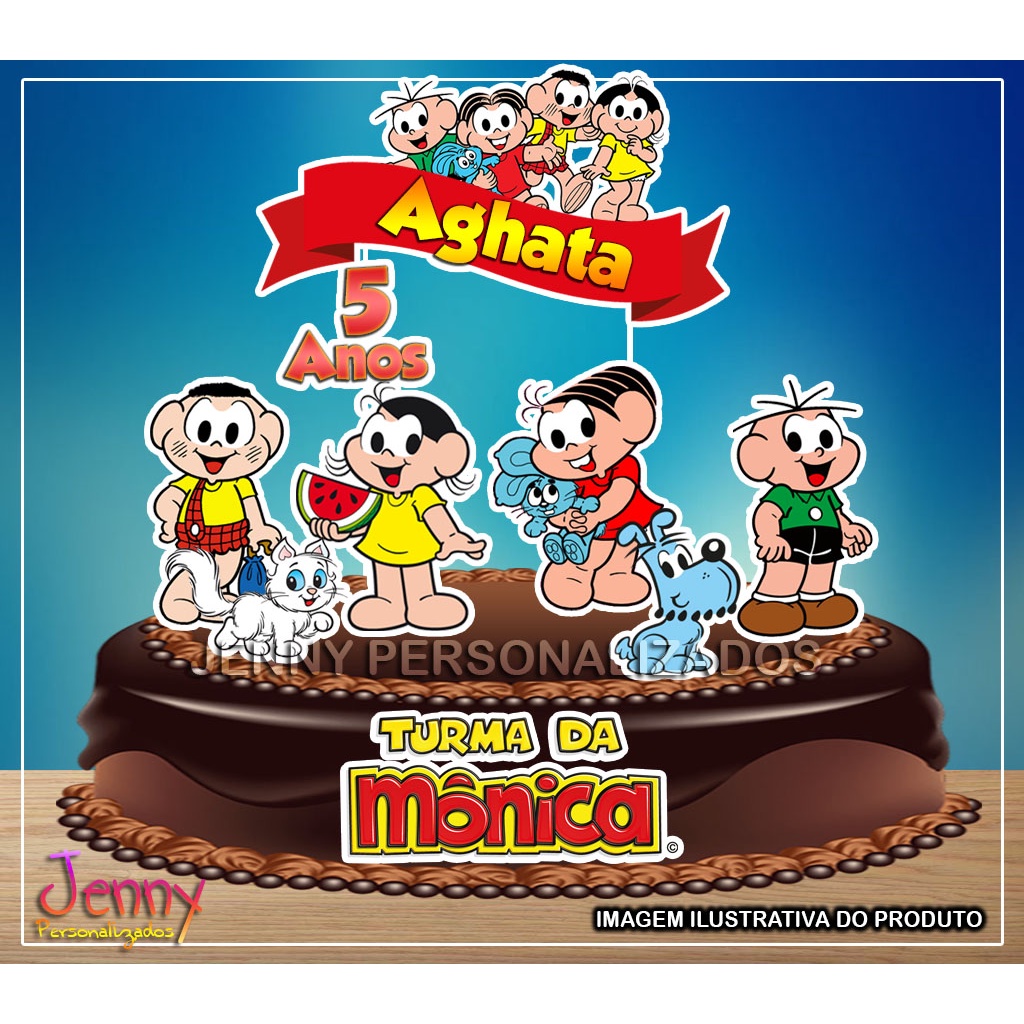 topo topper de bolo personalizado Turma da Monica 3 | Shopee Brasil