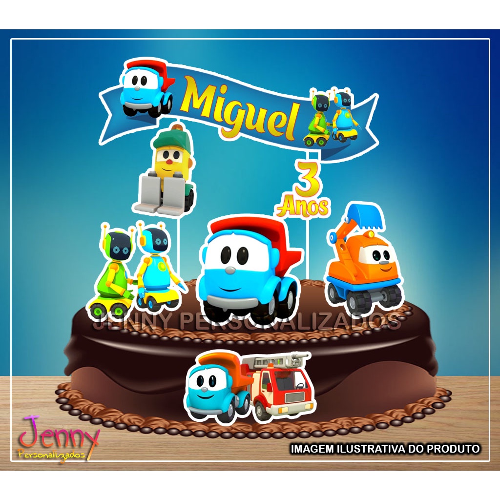 topo topper de bolo personalizado Leo Caminhão 3 | Shopee Brasil