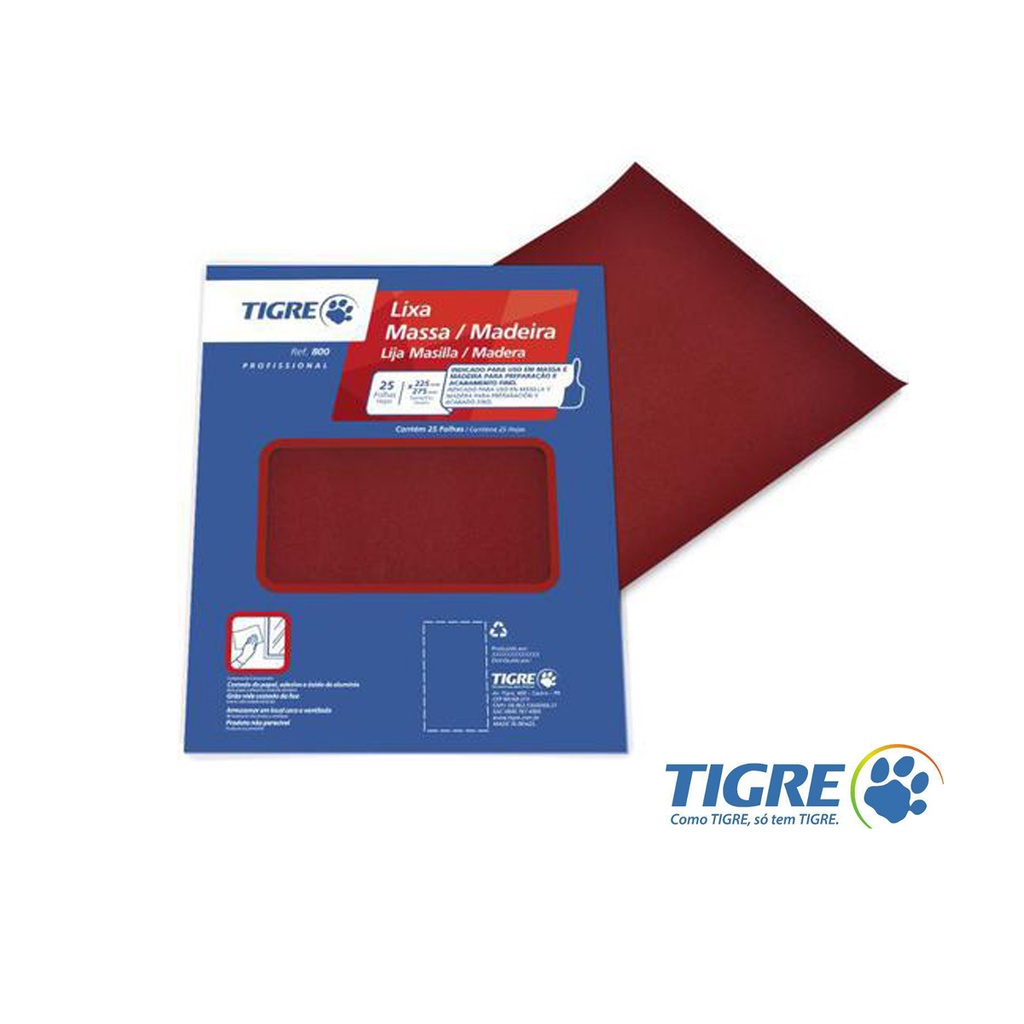 Lixa Massa e Madeira 800 P150 - Tigre | Shopee Brasil