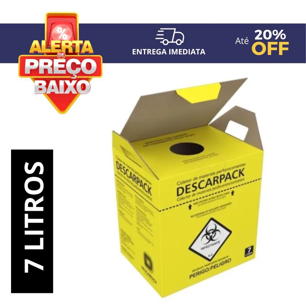 Caixa Coletora 7litros Perfurocortante- Descarpack 1 UNIDADE | Shopee ...