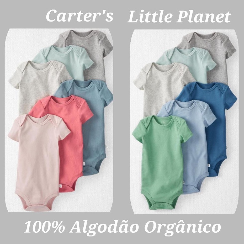Kit Carter's Little Planet 6 Bodys 100% Algodão Orgânico | Shopee Brasil