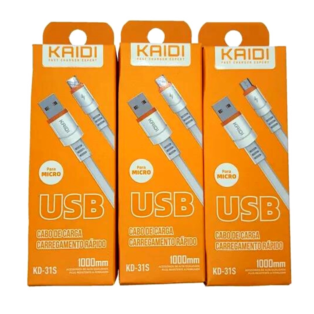 Cabo Usb KAIDI, Cabo de Carga Carregamento Rápido. | Shopee Brasil
