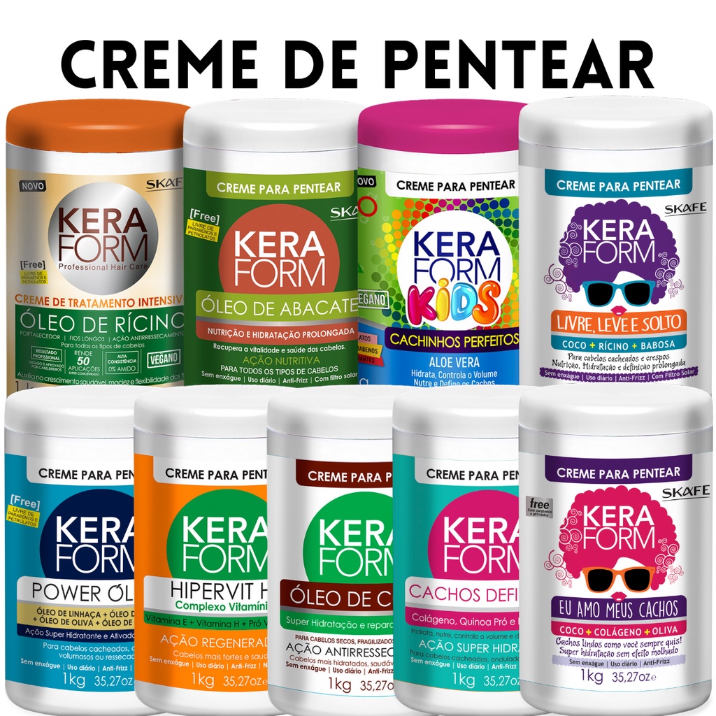 Creme Para Pentear Keraform Para Todos os Tipos de Cabelo | Shopee Brasil