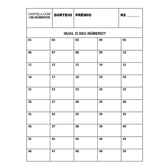 Cartela De Rifa Com 100 Nomes Para Imprimir Riset - Riset