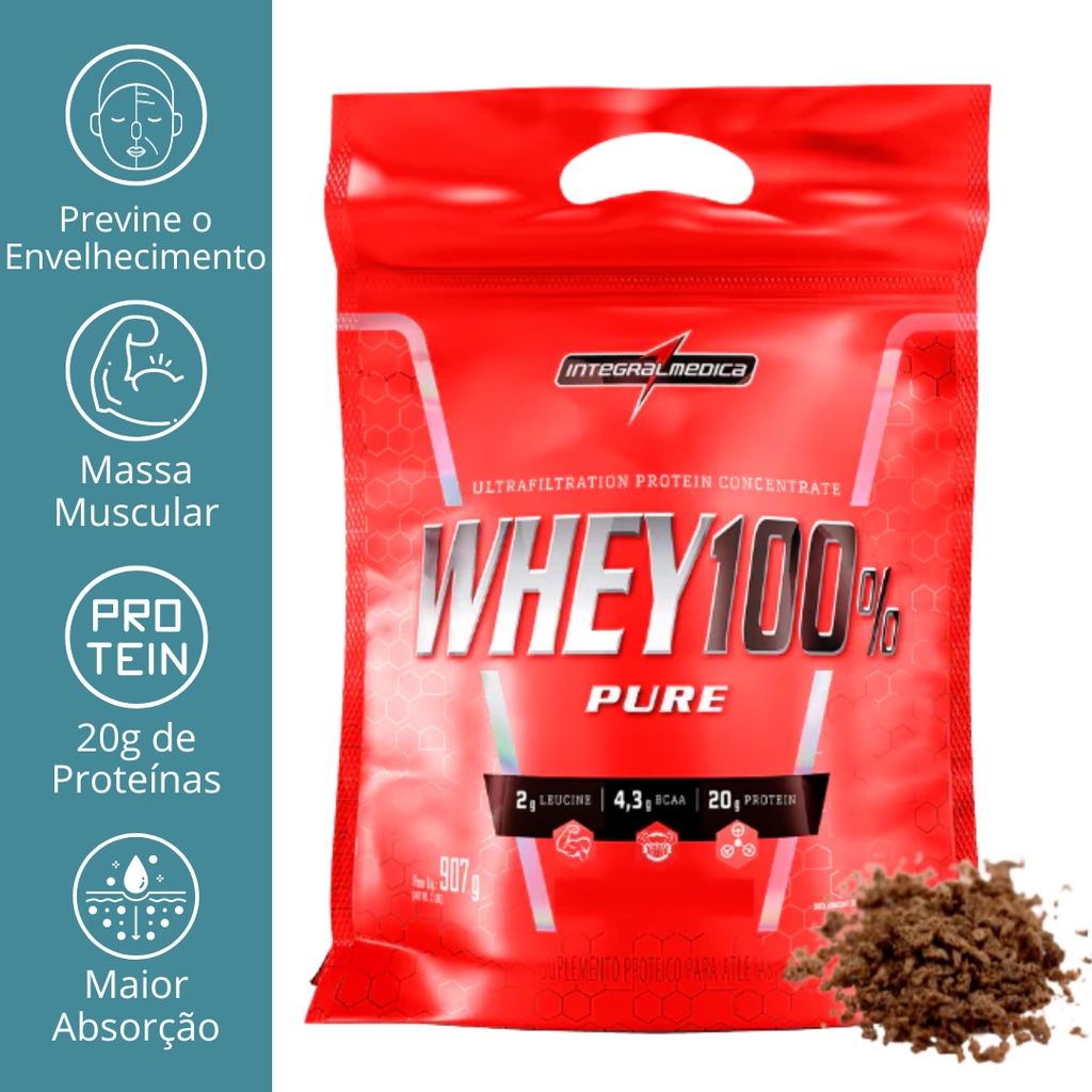 WHEY 100% PURE 900G REFIL - INTEGRALMEDICA | Shopee Brasil