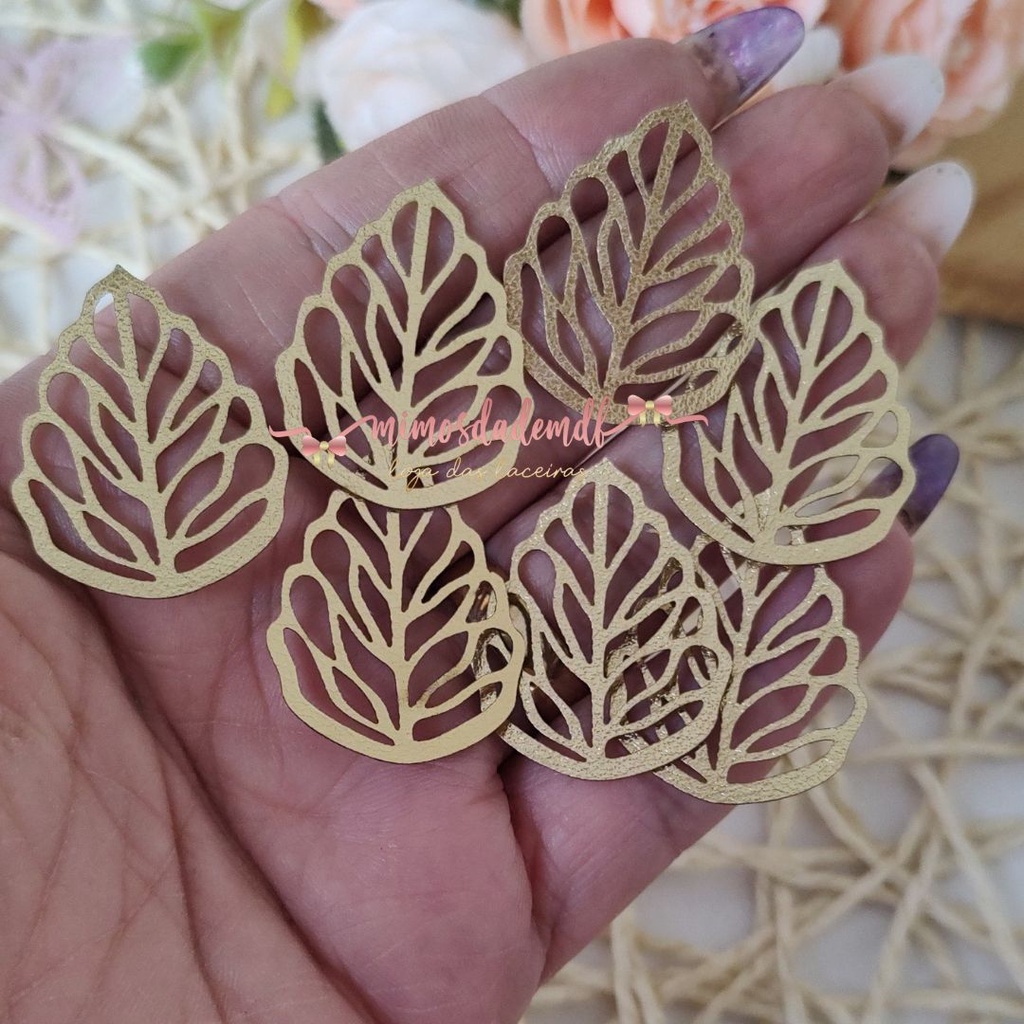 Aplique folha dourada vasada-20unidades | Shopee Brasil