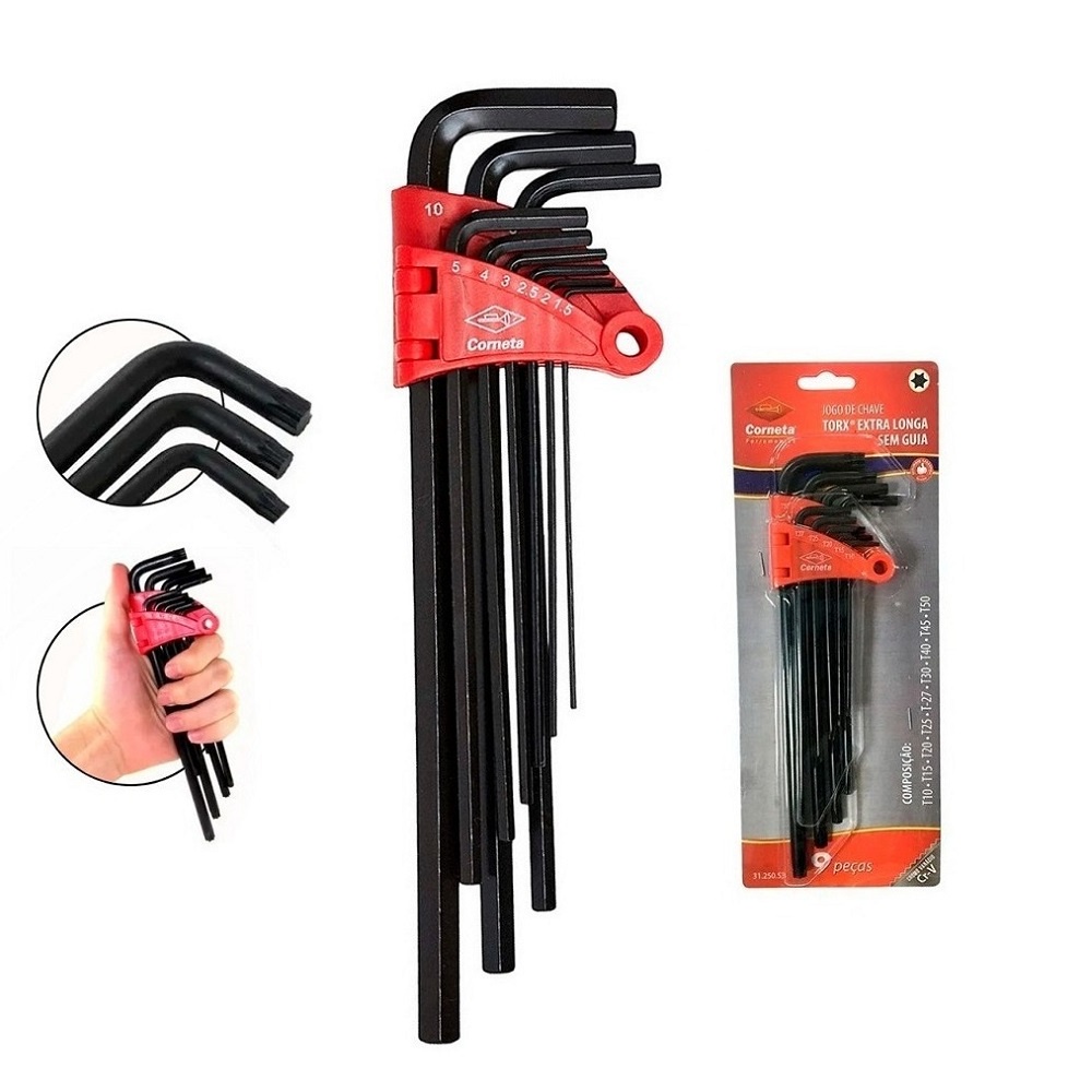 Jogo de chave torx longa guia t10-t50 jg 9pc - 3124052 | Shopee Brasil