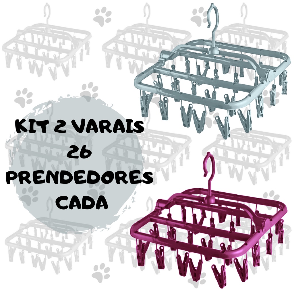 Kit 2 Varal de Teto Varal Roupas Íntimas Dobrável Reforçado Varal de ...