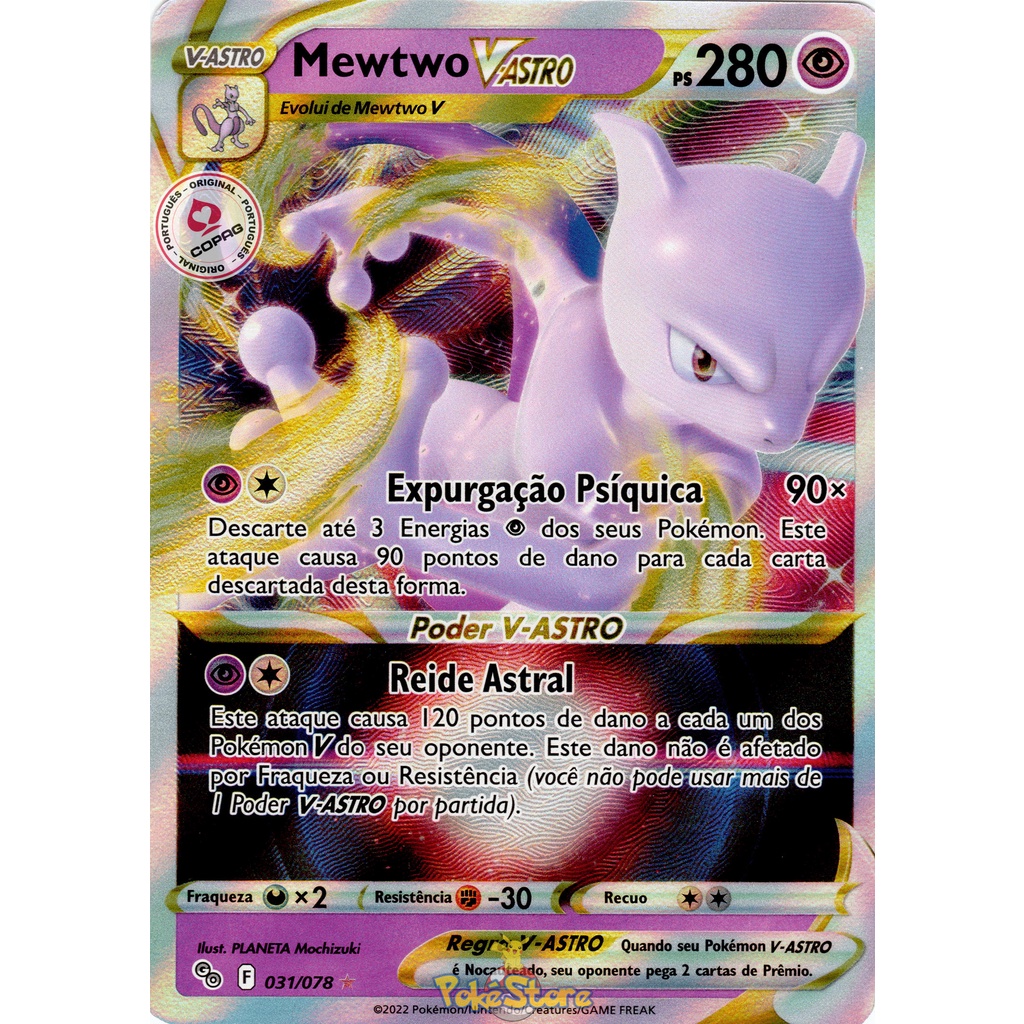 Carta Pokemon Mewtwo V-Astro Português Card Original Copag Pokémon Go ...
