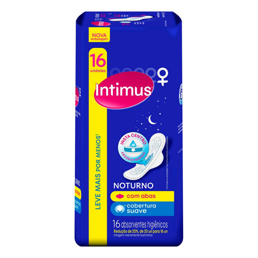 Absorvente Externo Intimus Noturno Cobertura Suave com Abas 16 Unidades ...