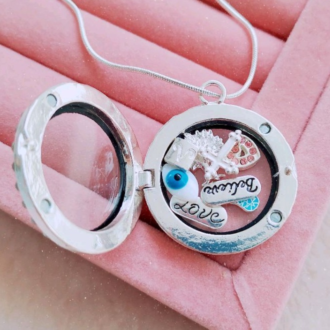 Colar Cápsula Relicário Para Charms Banhado a Prata 925 | Shopee Brasil