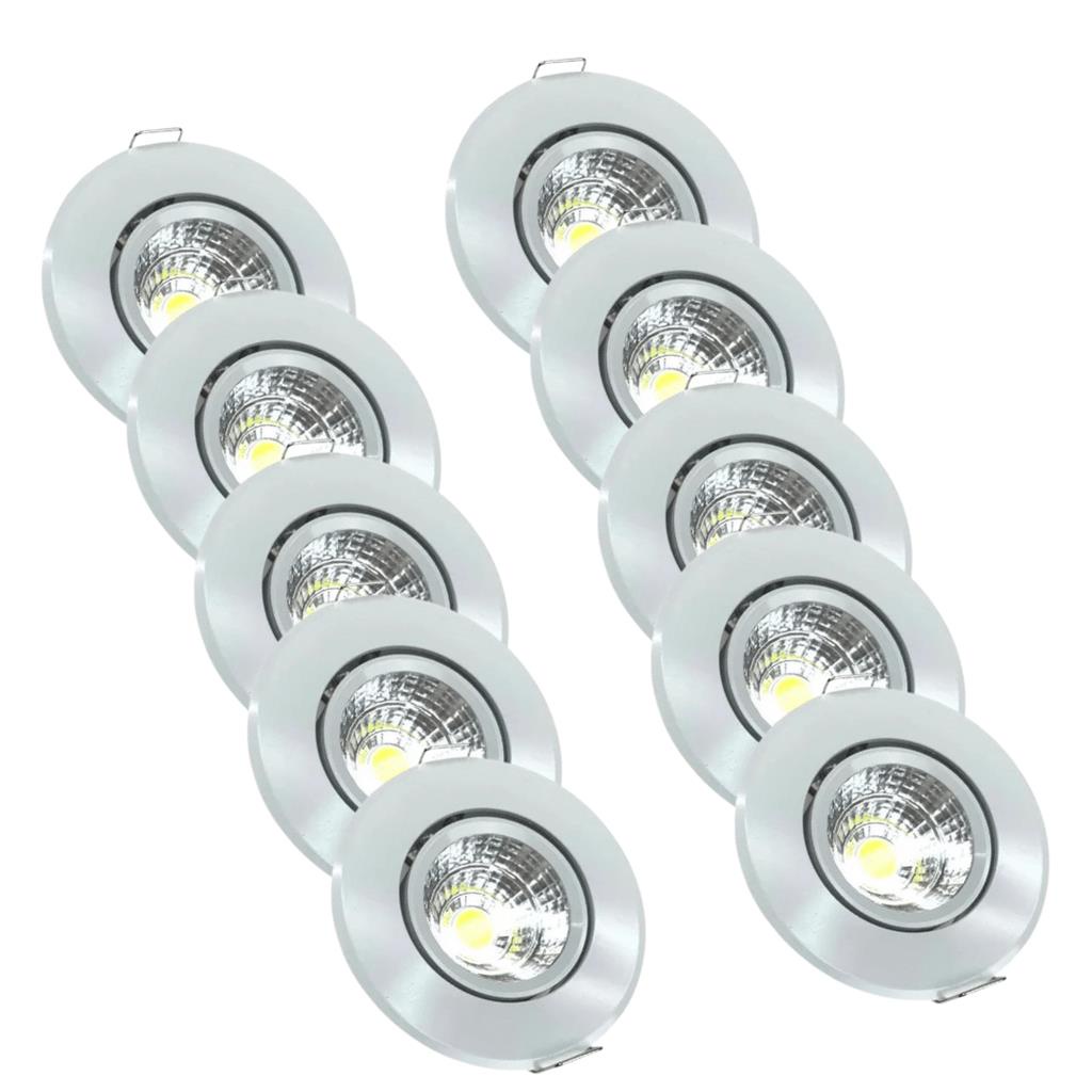 Kit 10 Mini Spot LED 3W Redondo Direcionavel Branco 6000k | Shopee Brasil