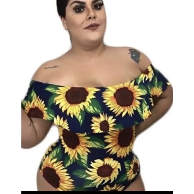 Bory body ciganinha Plus size girassol moda feminina | Shopee Brasil