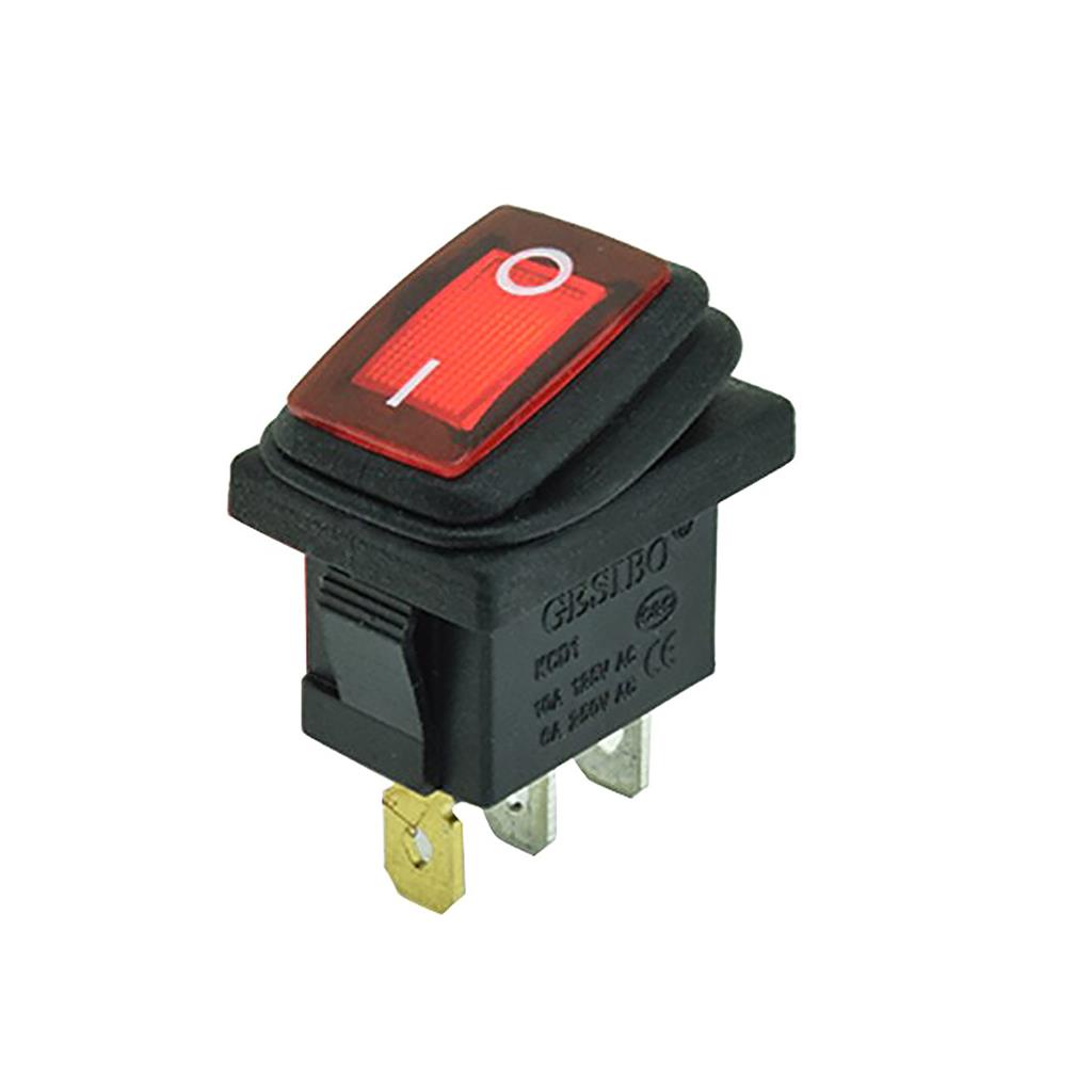 Interruptor Chave Botão Liga Desliga On Off Iluminado Led Vermelho ...