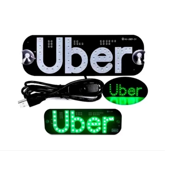 Placa Painel Letreiro Luminoso Vidro Parabrisa Uber Led DE USB ...