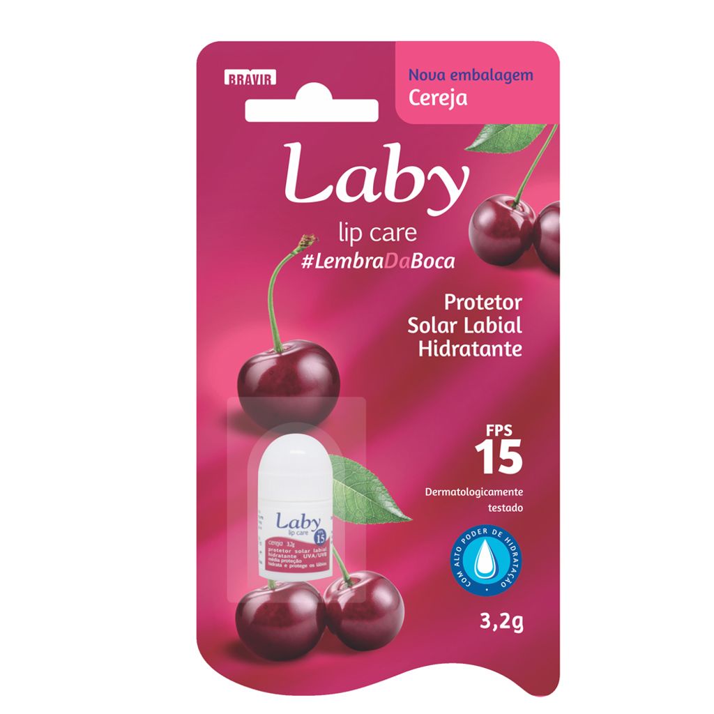 Protetor Solar Labial Laby FPS 15 Sabor Cereja com 3,2g | Shopee Brasil