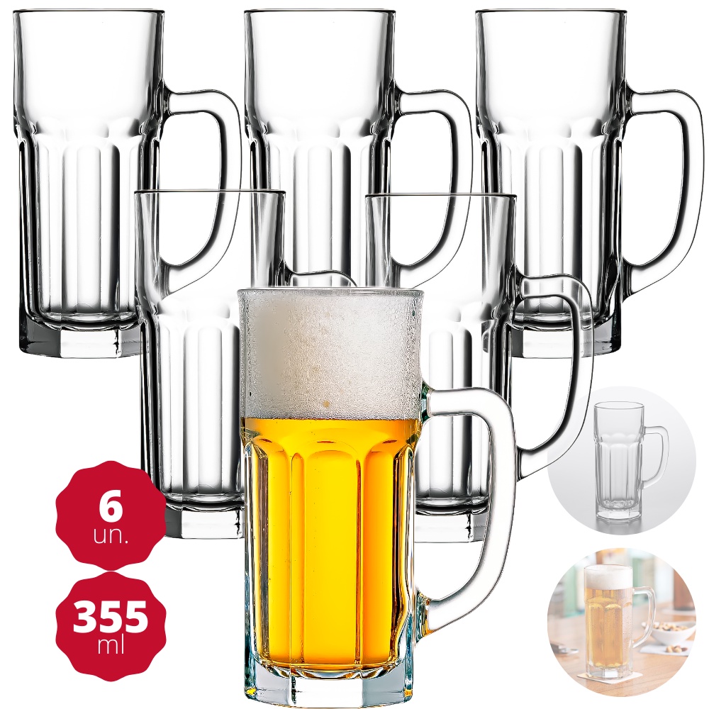 Conjunto Kit 6 Canecas Copos Chopp Cerveja Vidro Grosso Bebidas ...