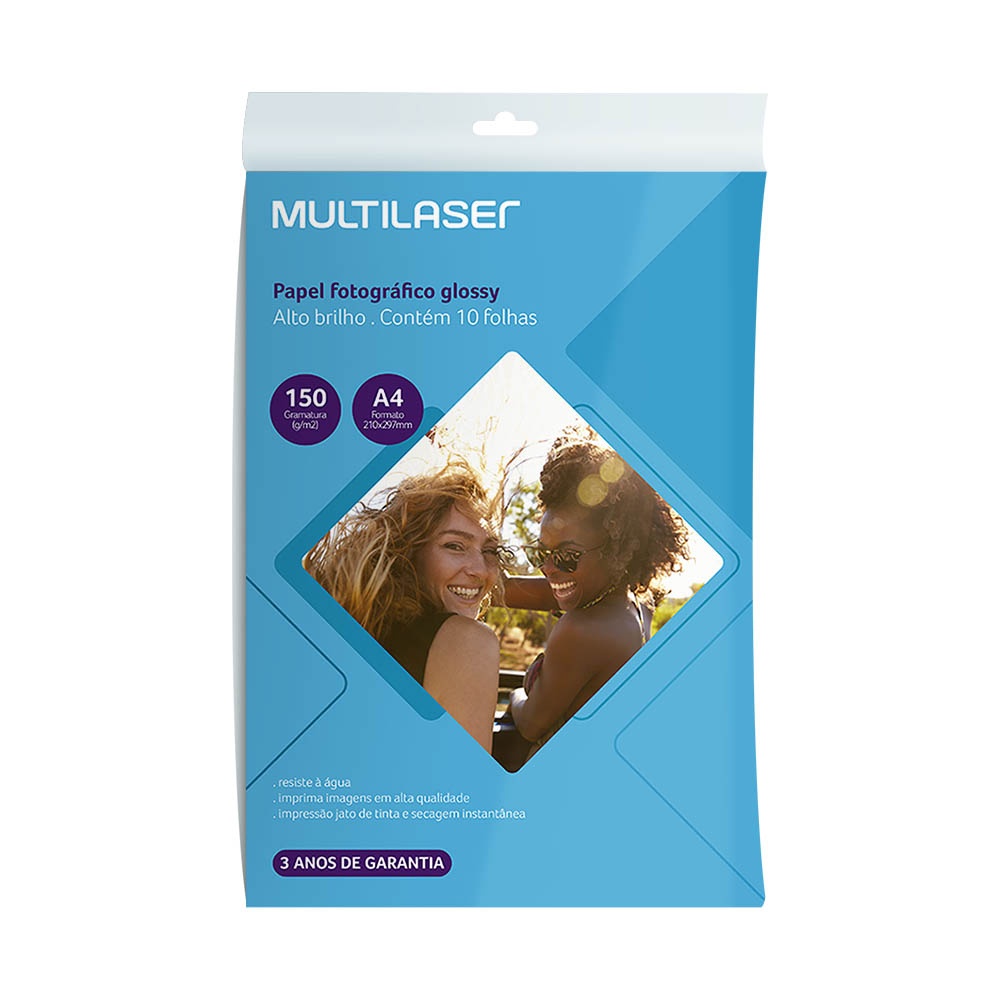 Glossy Paper Multilaser A4 150G C/ 10 Folhas - Branco - PE002 | Shopee ...