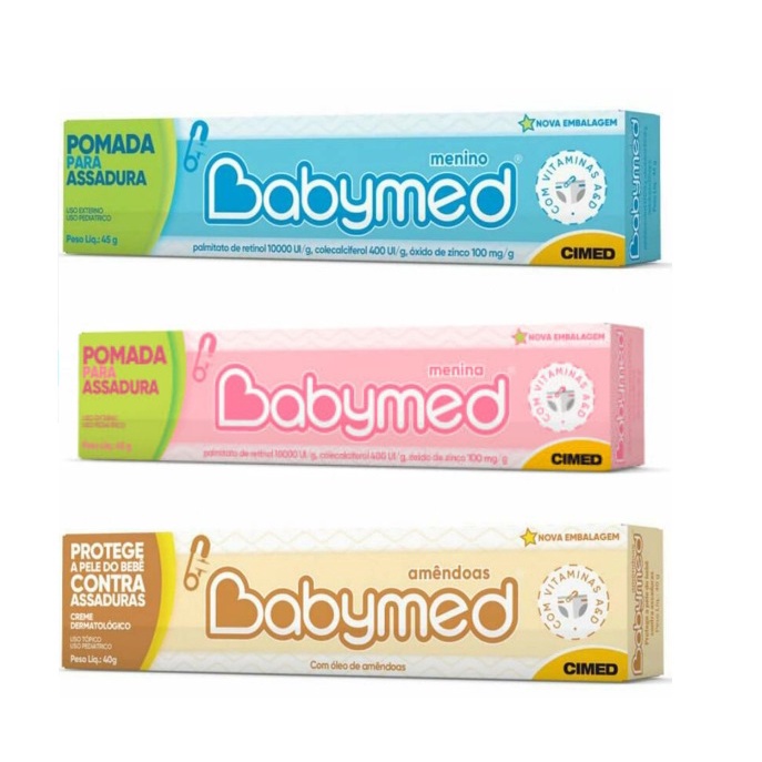 Pomada Babymed Azul / Rosa / Amêndoas 40g | Shopee Brasil