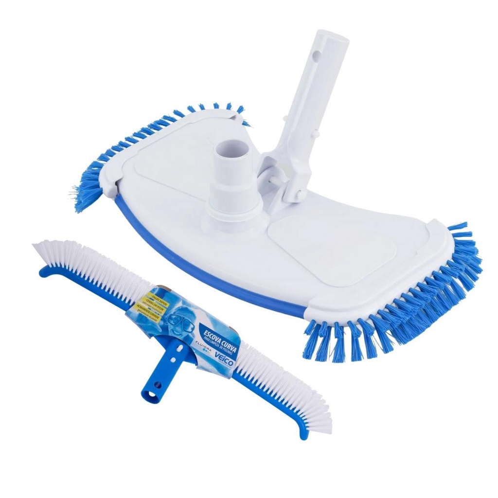 Kit Limpeza para Piscinas com Escova Curva 30 cm e Aspirador com ...