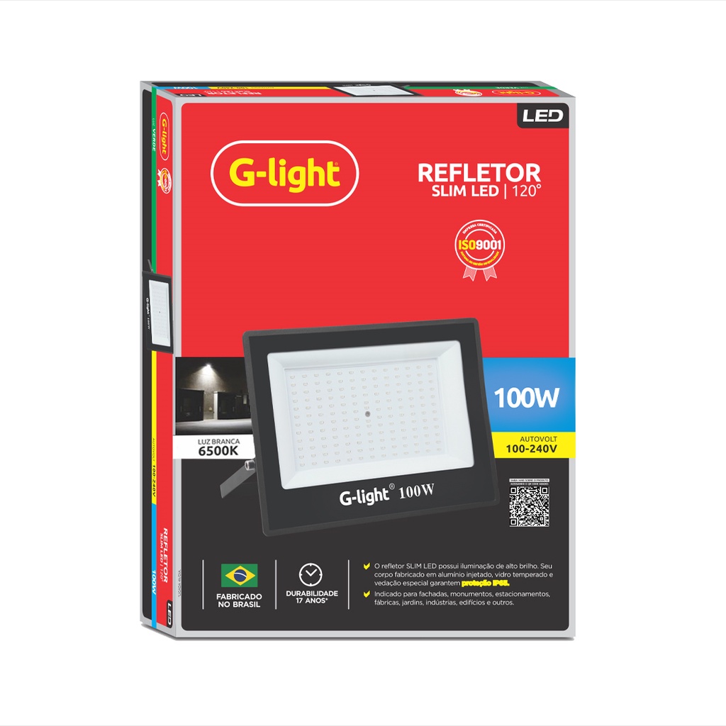 Refletor Slim Led 120° 6500K Bivolt 100W 2 Anos de Garantia | Shopee Brasil