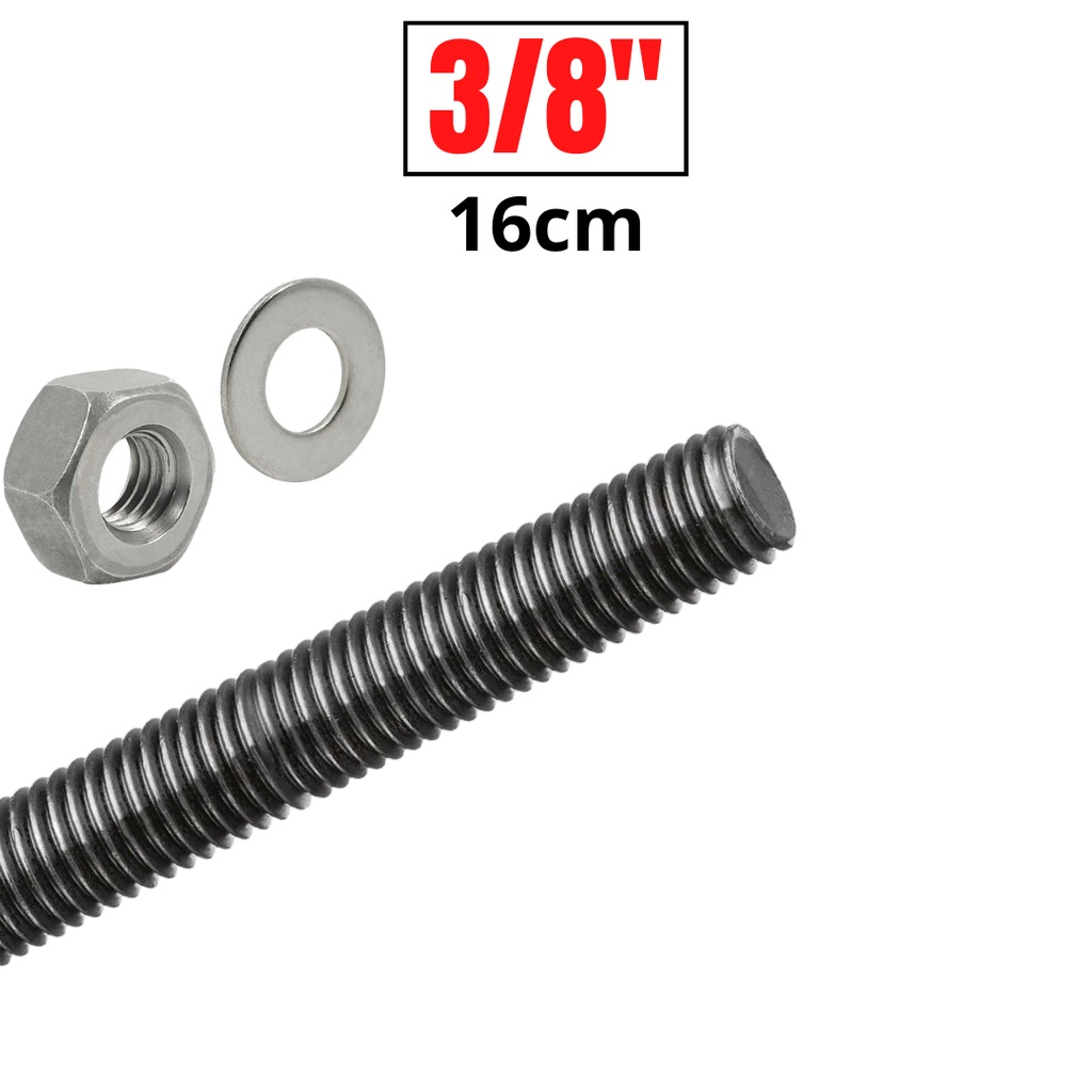 5 Barras Roscada 3/8" com 16cm + Porcas e Arruelas 3/8" Polida | Shopee ...