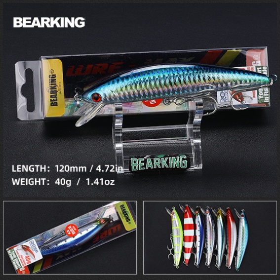 Bearking 12 Cm 40g deep diver sinking Minnow Isca Artificial De Pesca A Laser Duro 3D Olhos ...