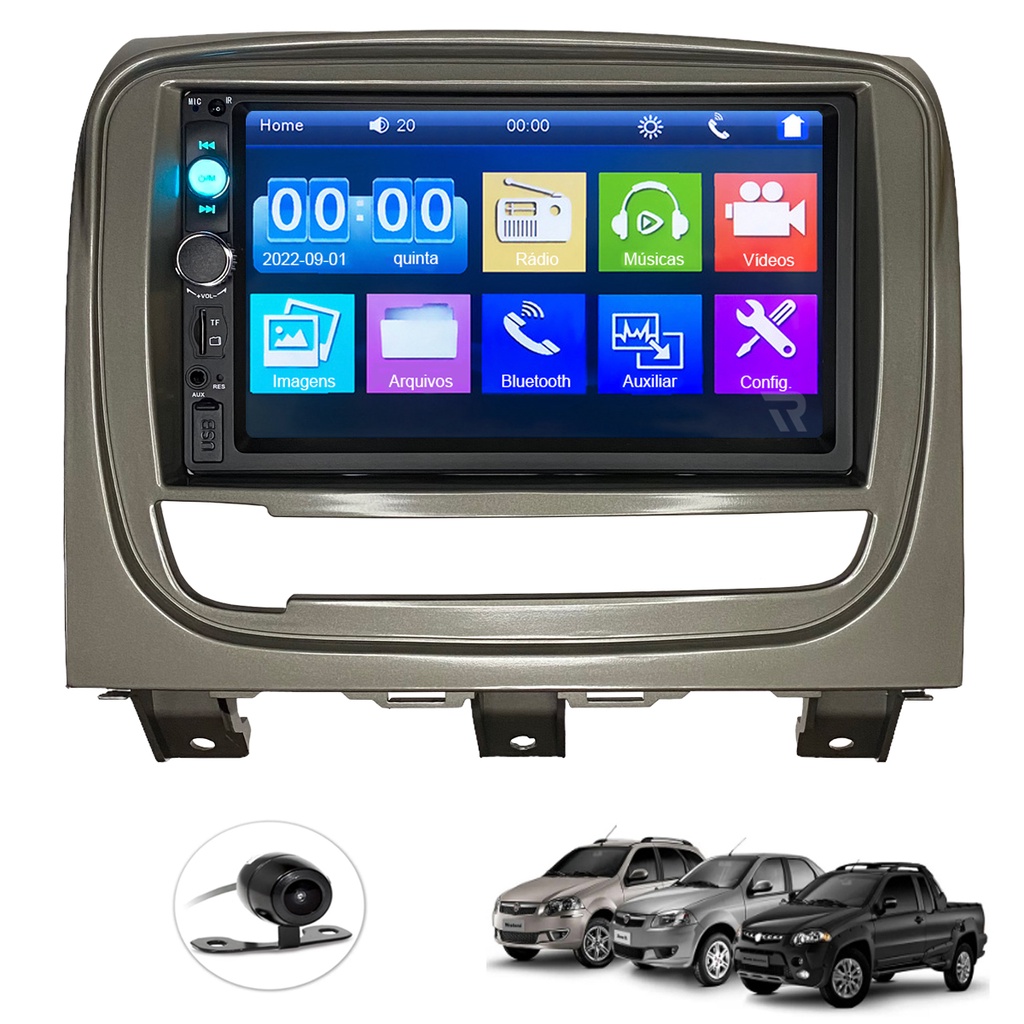 Kit Central Multimidia DVD 2 Din Mp5 Fiat Palio Siena Strada Weekend Adventure 2013 a 2019 ...