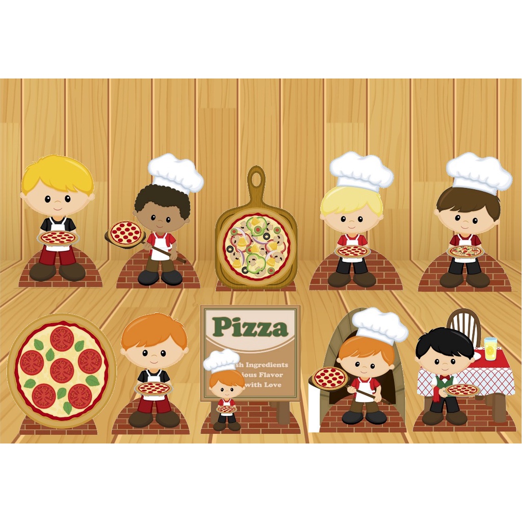 Display de Festa 15cm em Madeira MDF Tema : Pizza | Shopee Brasil