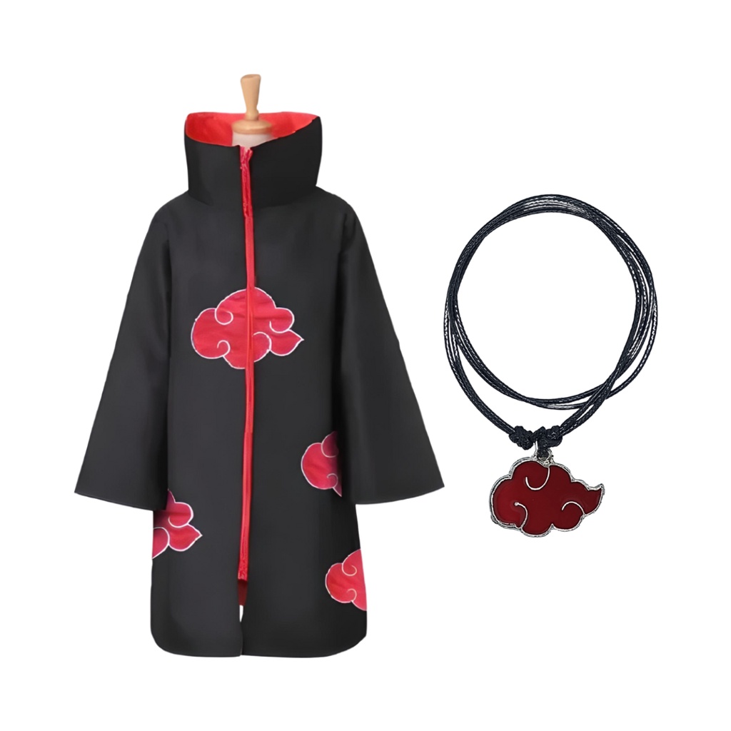 Kit Manto Akatsuki Naruto Fantasia Itachi + Colar Akatsuki | Shopee Brasil