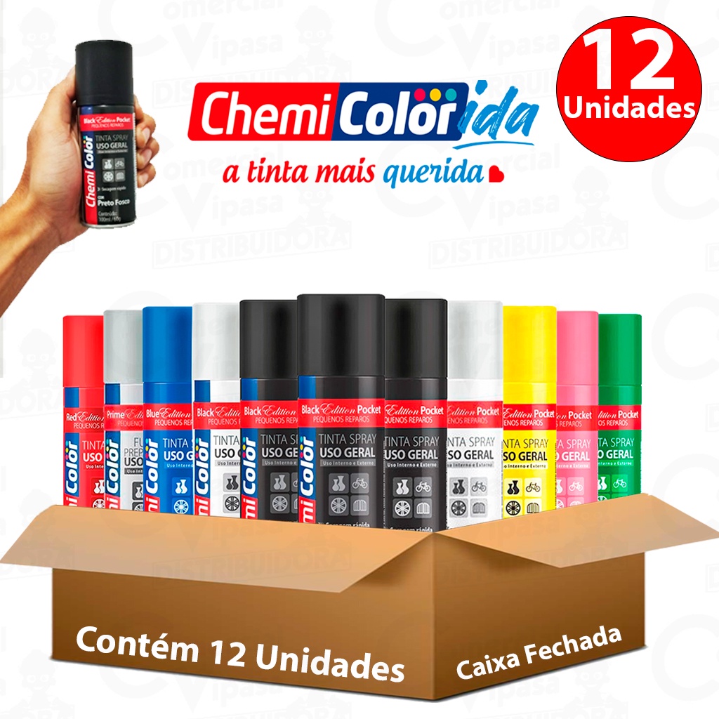 Kit 12 Tinta Spray Pocket Da Mesma Cor Caixa Fechada Todas As Cores Uso ...