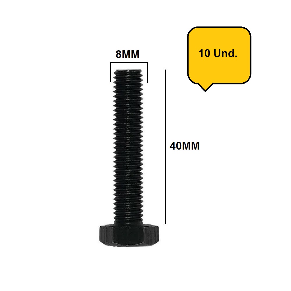 Parafuso Sextavado 8 X 40mm Ma Aco 8 8 Cx 10 Und Shopee Brasil