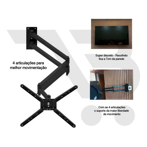 Suporte Para Tv Tri Articulado Lcd Led Plasma 26 32 37 40 42 47 49 50 ...