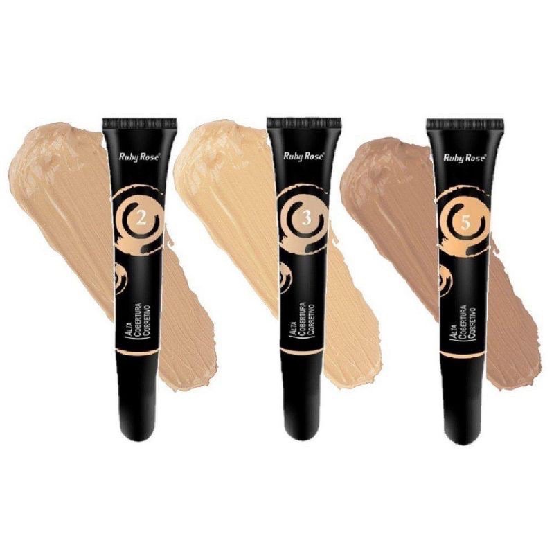 Corretivo Liquido Alta Cobertura Ruby Rose Bege 2 HB8091 Com Aplicador ...