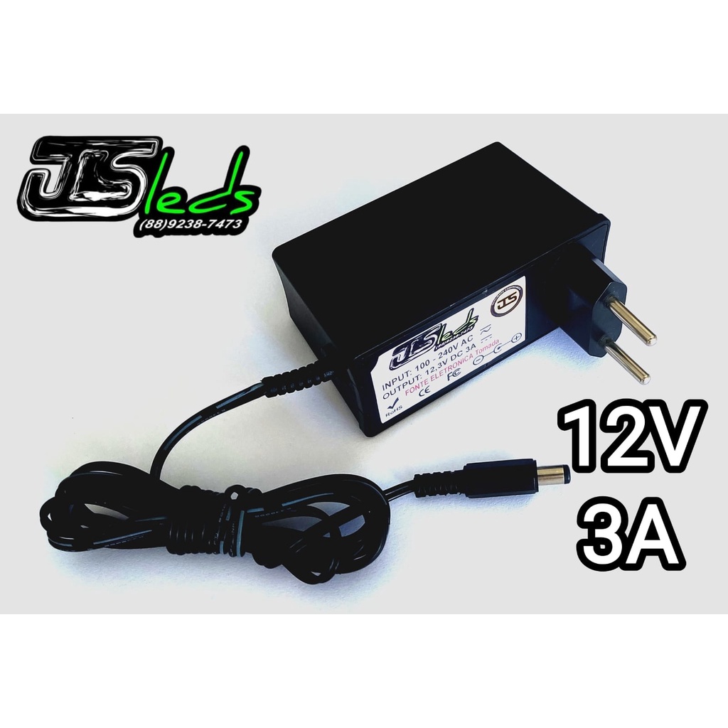 Fonte De Tomada 12V 3A | Shopee Brasil