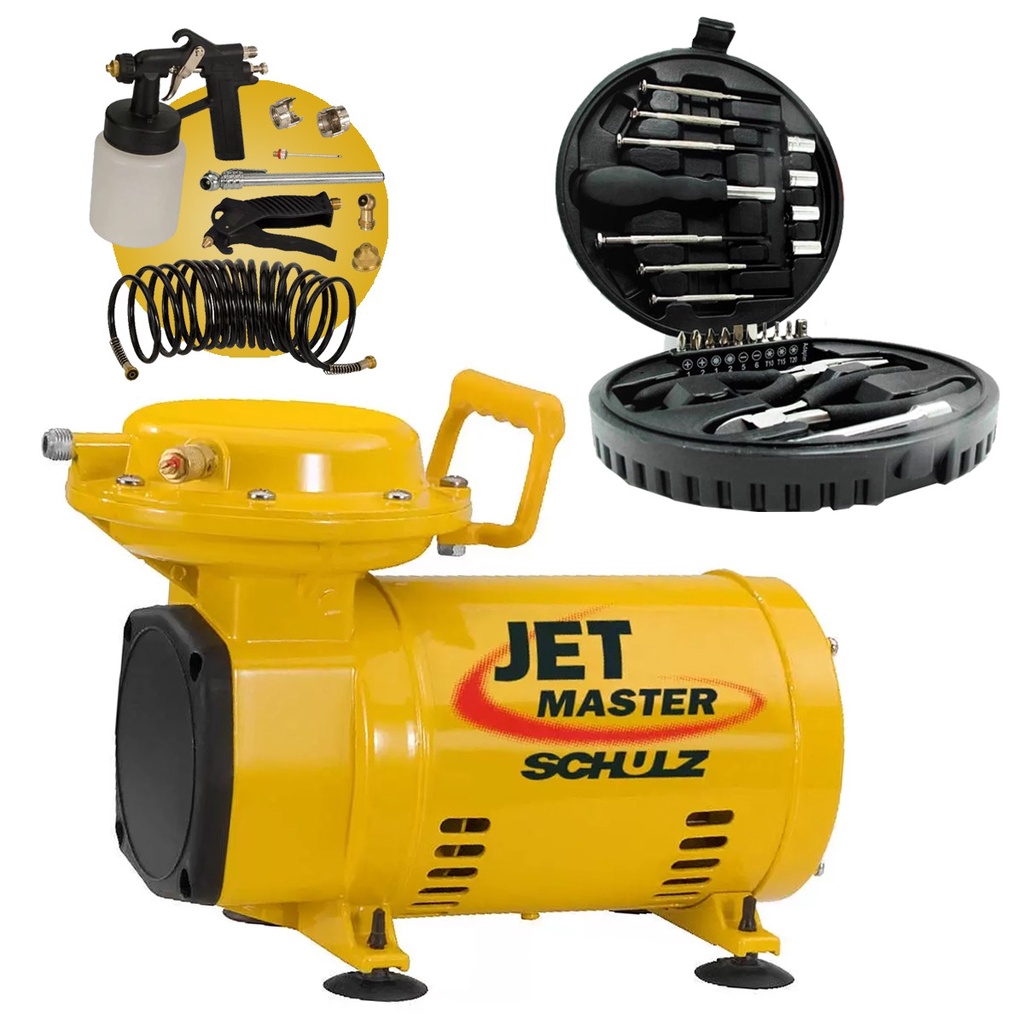 COMPRESSOR AR DIRETO C/ KIT JET MASTER + KIT DE FERRAMENTAS | Shopee Brasil