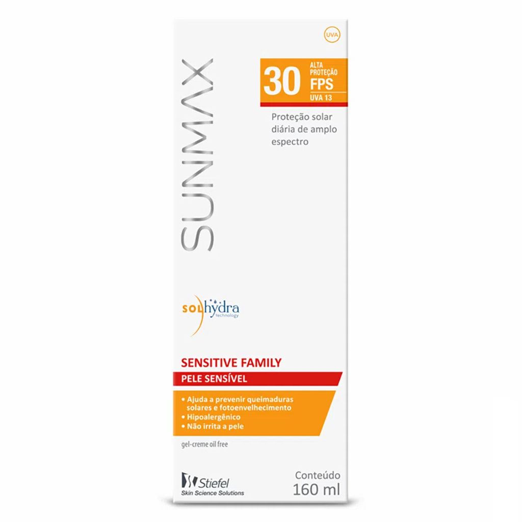 Protetor Solar Sunmax Sensitive Family FPS 30 Gel Creme com 160g ...