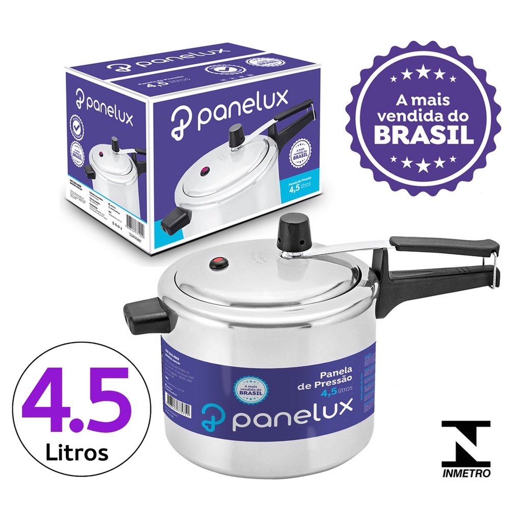 Panela De Pressão 4,5 Litros Panelux Alumínio Polido - Envio Imediato ...