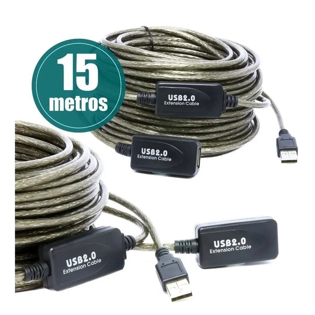 Cabo Extensor Usb 2.0 Amplificado - 15 Metros | Shopee Brasil