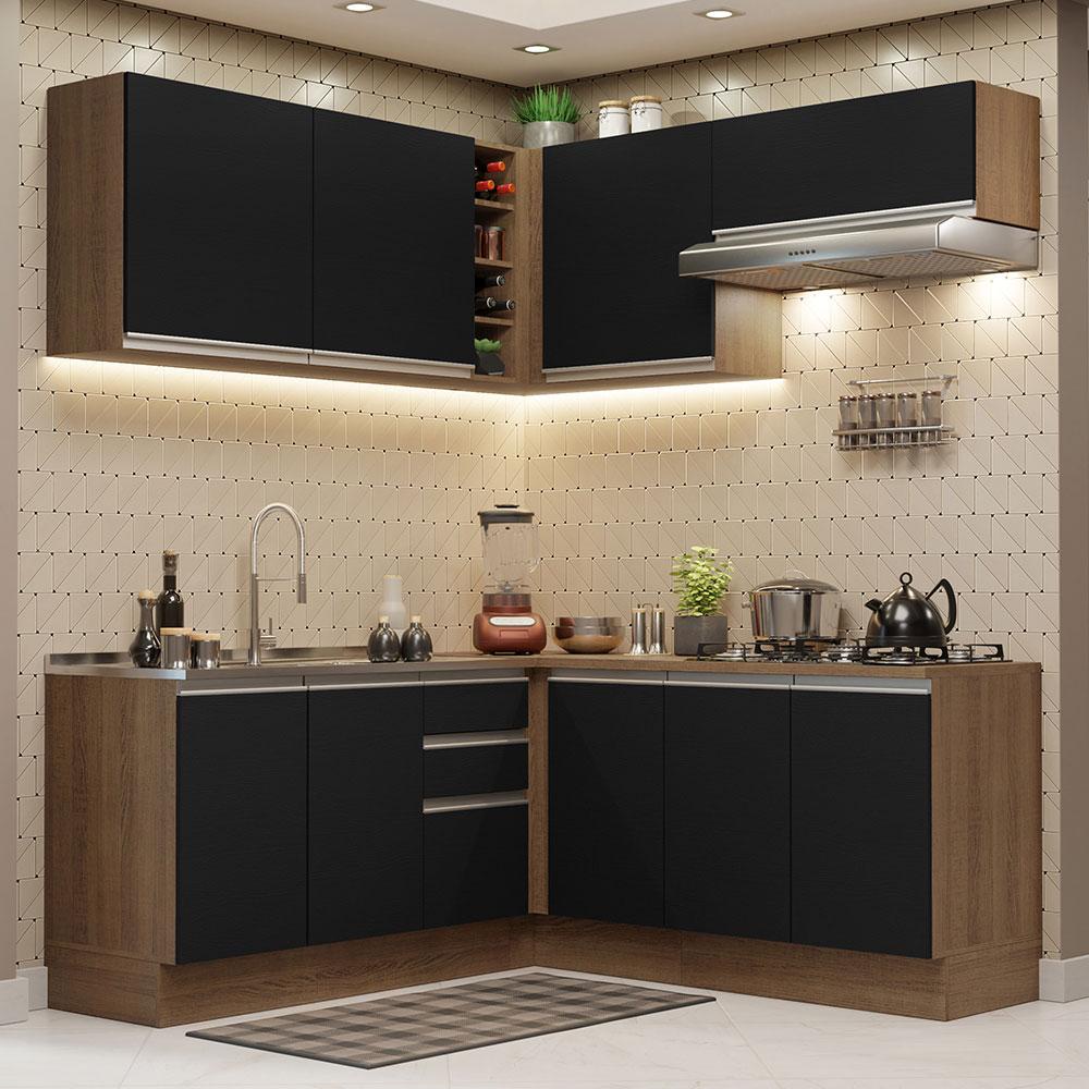 Cozinha Completa de Canto Madesa Glamy 349003 com Armário e Balcão (Sem ...