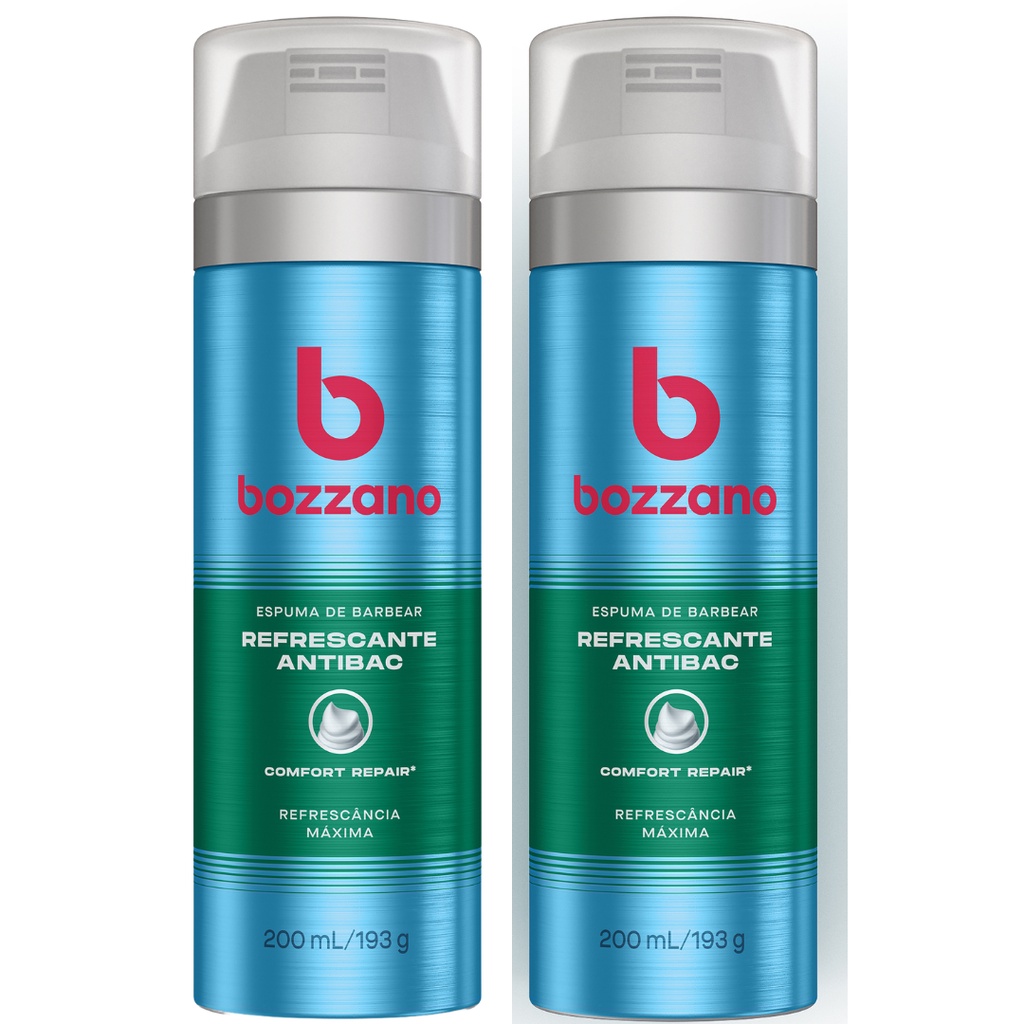 Kit 2 Espuma De Barbear Bozzano Refrescante Sem irritação 200ml ...